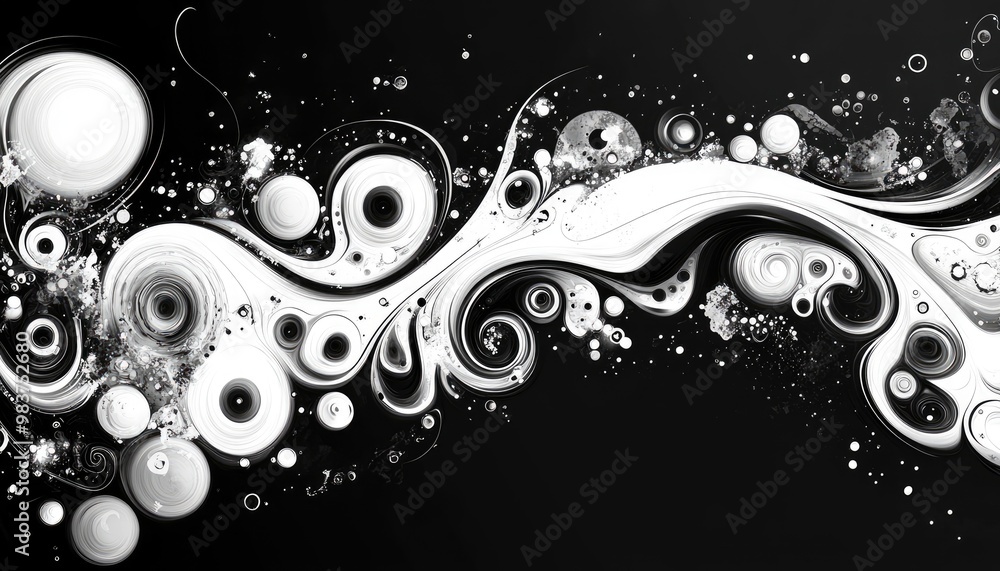 Black and white abstract swirling design. Perfect for adding a modern ...