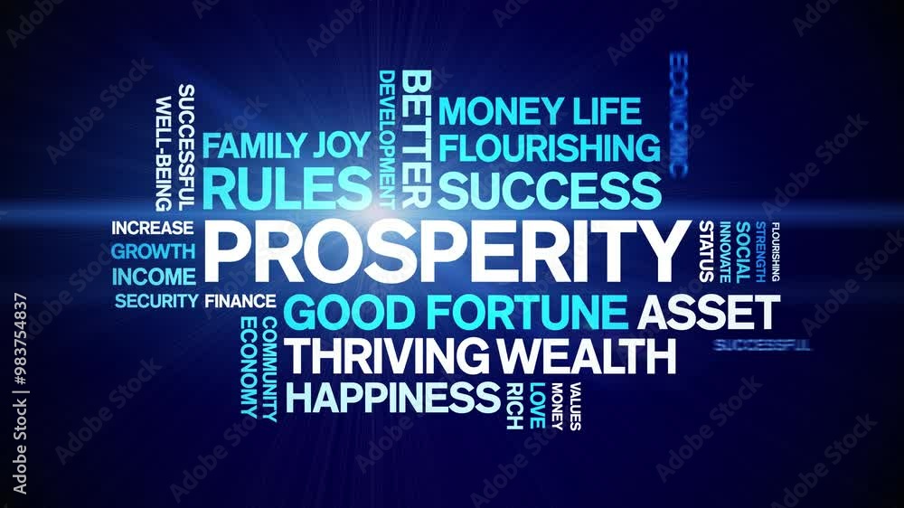 Prosperity animated word cloud;text design animation tag kinetic ...