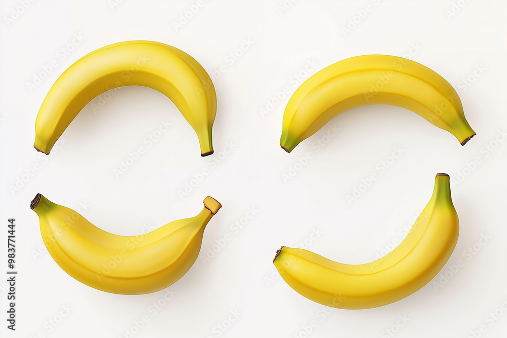 bunch of bananas are shown in various positions, some are in a line ...