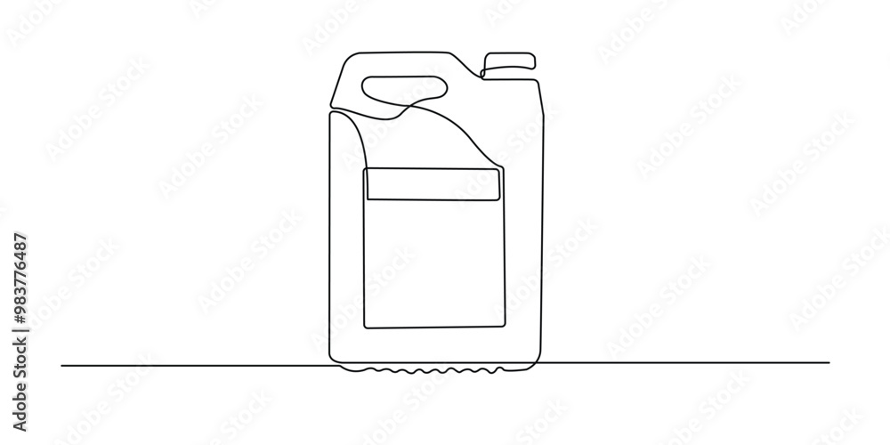 continuous line of oil jerry cans.one line drawing of packaging jerry ...