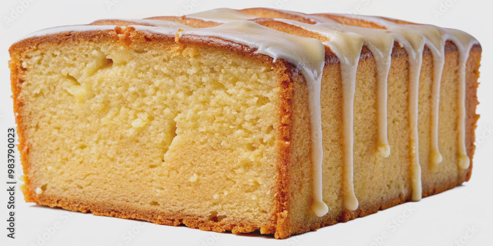 Moist and fluffy vanilla pound cake slice smothered in sweet sugar ...
