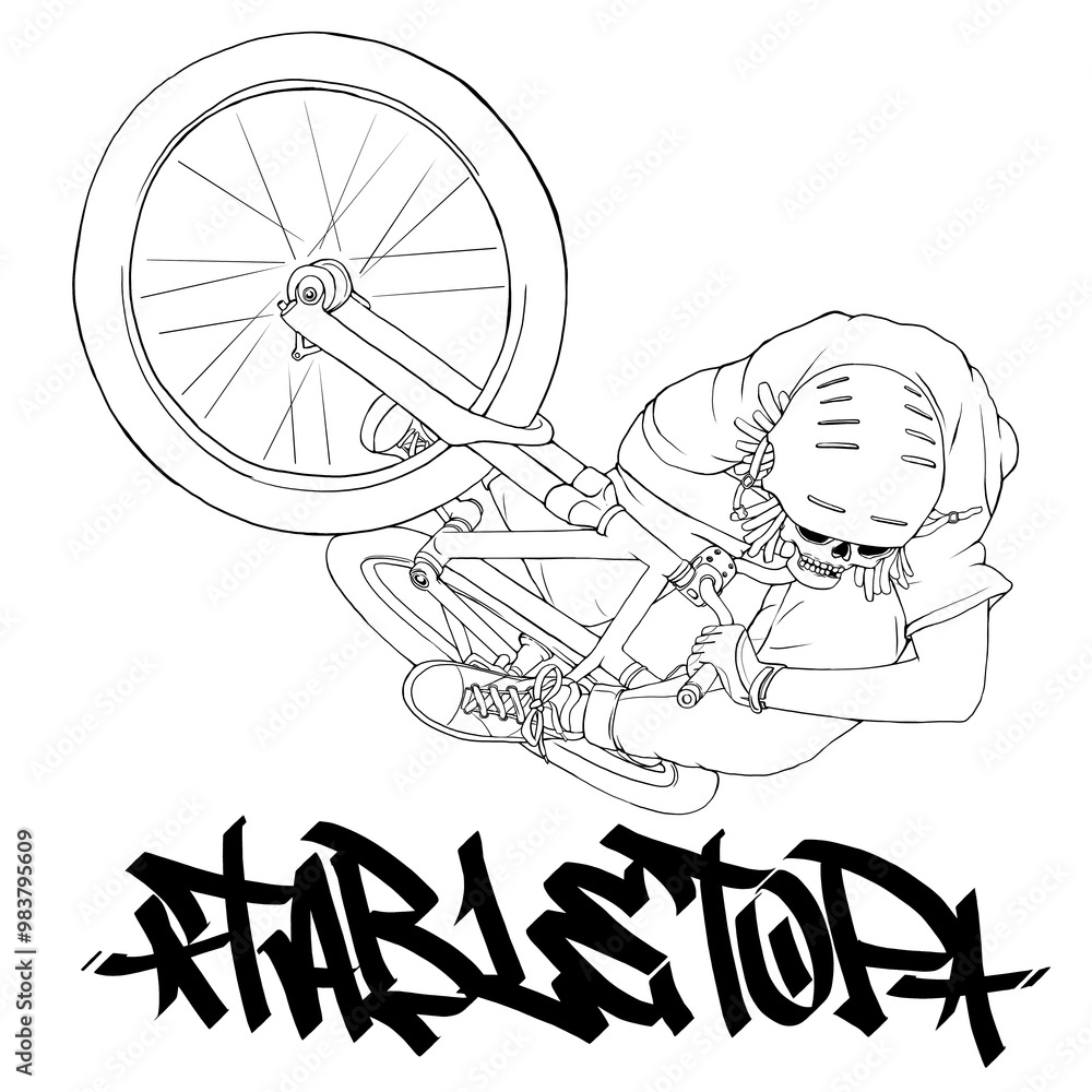 tabletop skull head bike trick while flying with mtb mountain biking ...