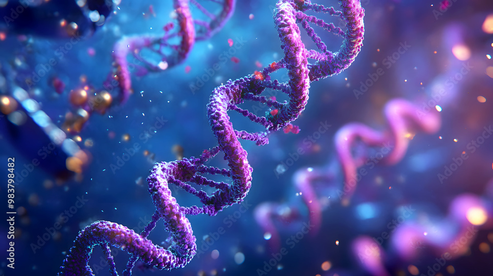 RNA transcription process/ An illustration showing DNA being ...