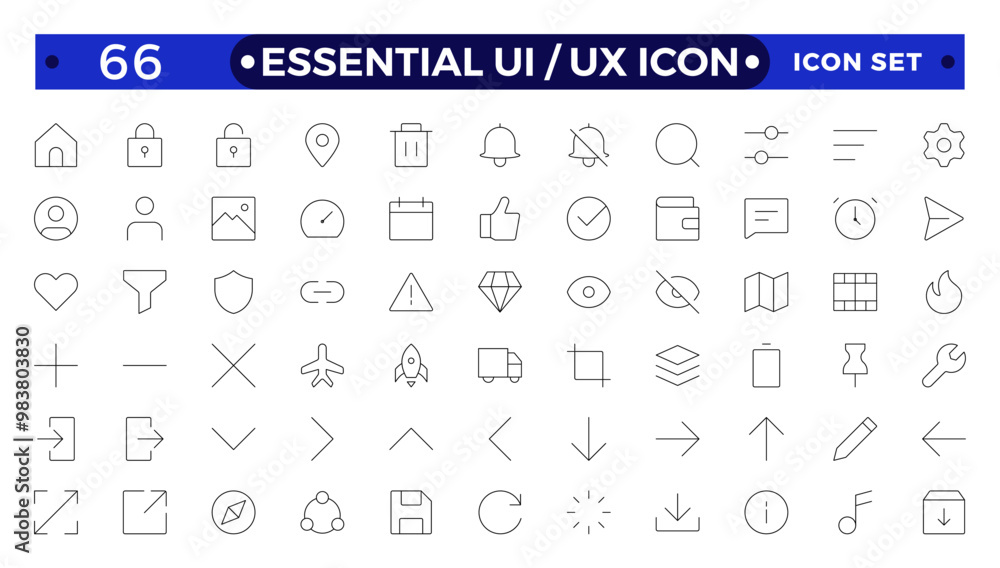 Best collection of ui ux icon set, user interface icon set collection. Basic User Interface ...