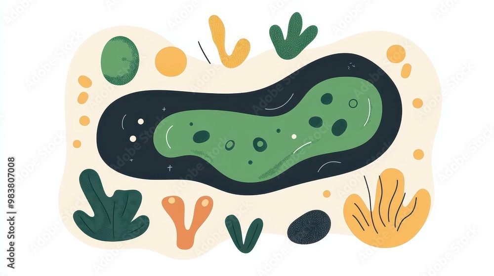 Explore the vivid green blob shape with its unique amoebalike form ...