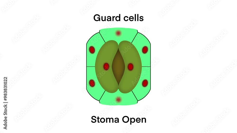 Guard cells, Stoma closing and Stoma opening, microscopic photo of ...