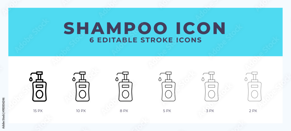 Shampoo lineal icon symbol vector. Black outline for web. App. Presentation and more. Stock ...