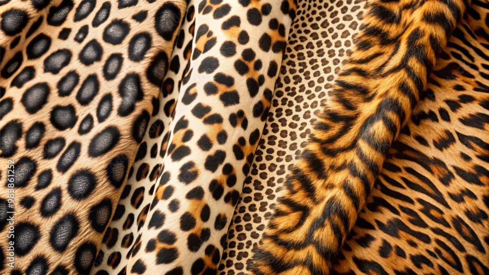 Leopard print's spots are densely packed, with bold, circular markings ...