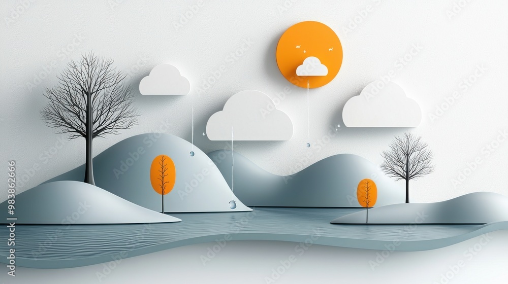 Explore the water cycle with a visual guide featuring icons for ...