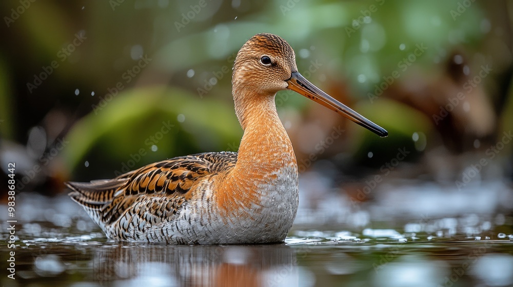 Majestic Black-Tailed Godwit Close-Up in Wetland - Capturing Long Beak ...