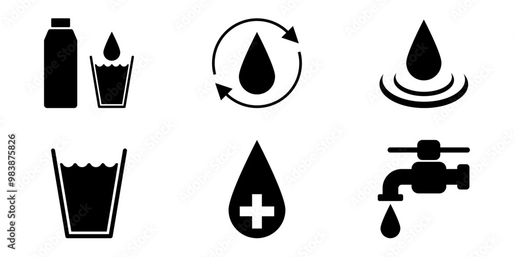 water drops, mineral liquid, aqua sign, wellhead or water source and ...