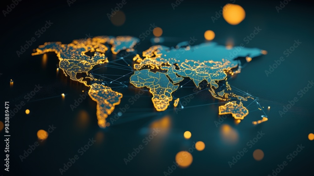 A detailed world map with highlighted trade routes and major shipping ...
