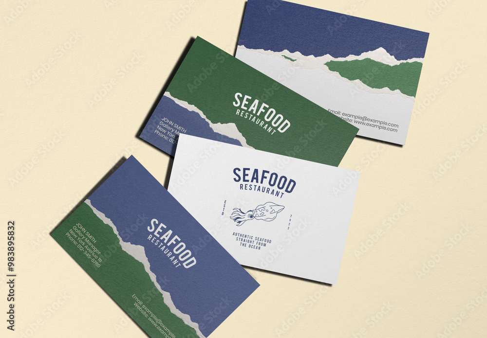 Stationery Business Cards Flatlay Mockup Stock Template | Adobe Stock