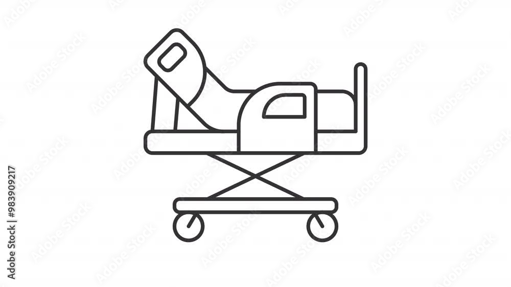 Animated hospital bed icon. Patient comfort line animation. Moving ...