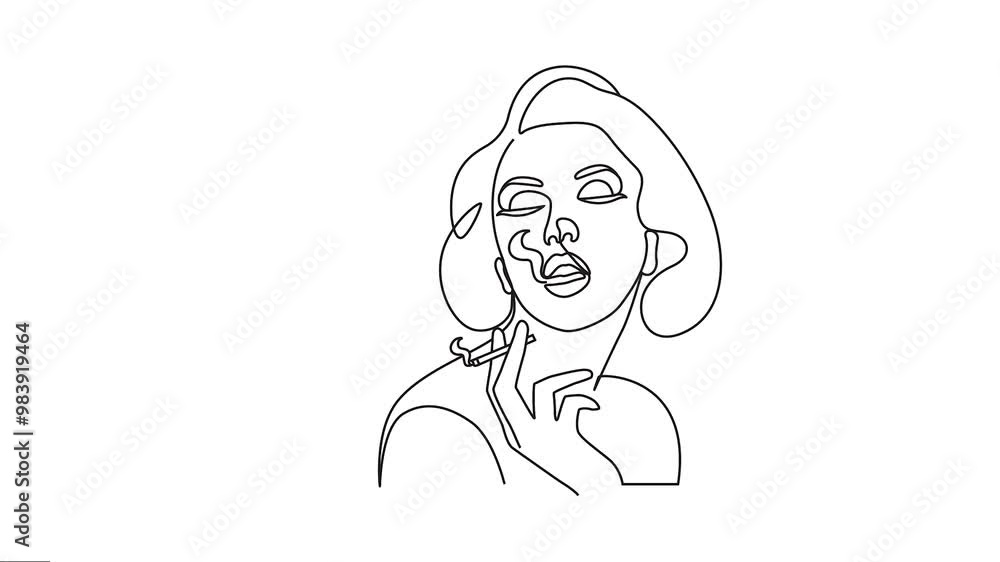 She animated continuous single-line drawings of a stylish modern woman ...