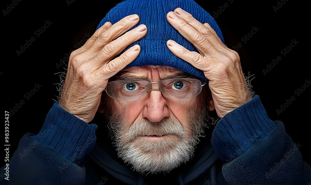 Elderly Survivor, A frail senior citizen with visible bruises reflecting the harsh reality of ...