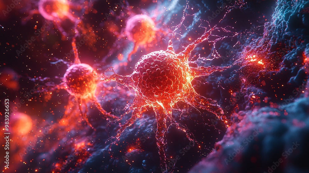 A futuristic brain visualization showing the immune response to MS ...