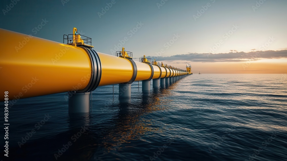 A hydrogen pipeline running through an offshore platform, transporting ...