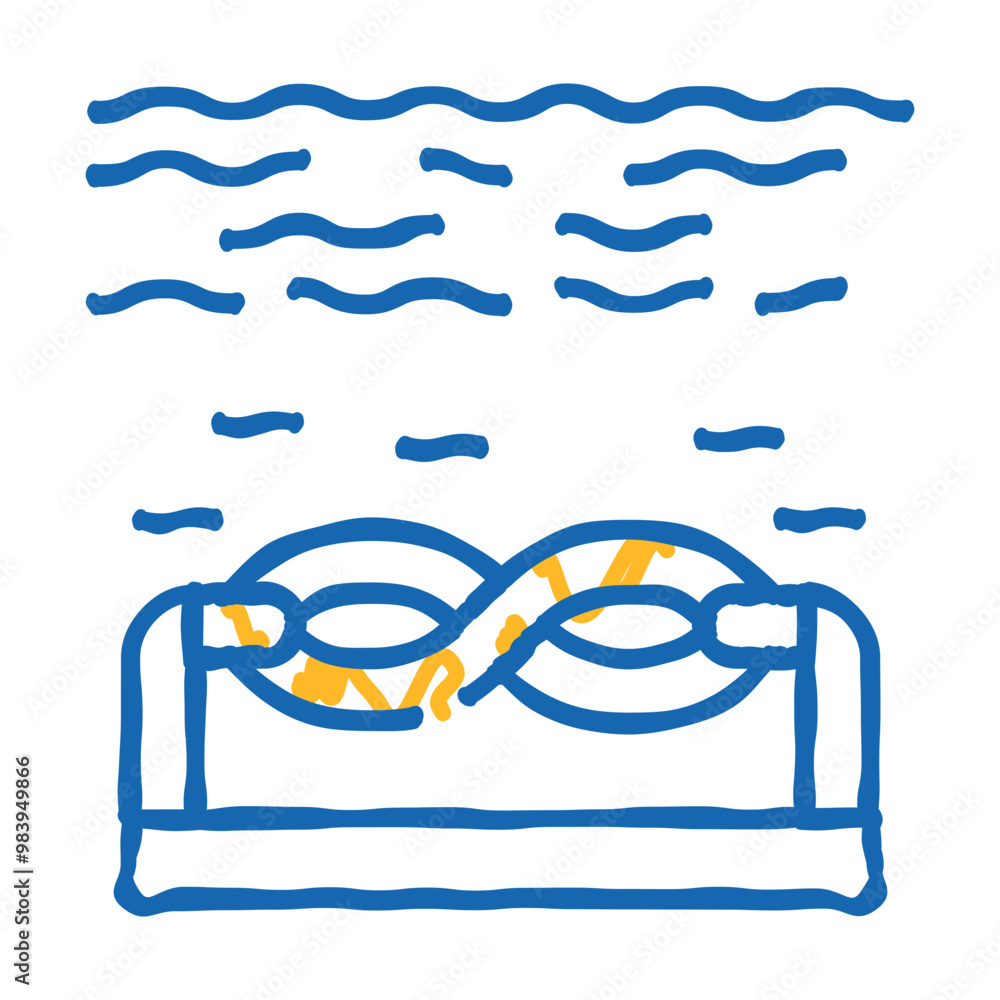 Electric Energy Underwater Tidal Power Plant Doodle Icon Sketch Vector