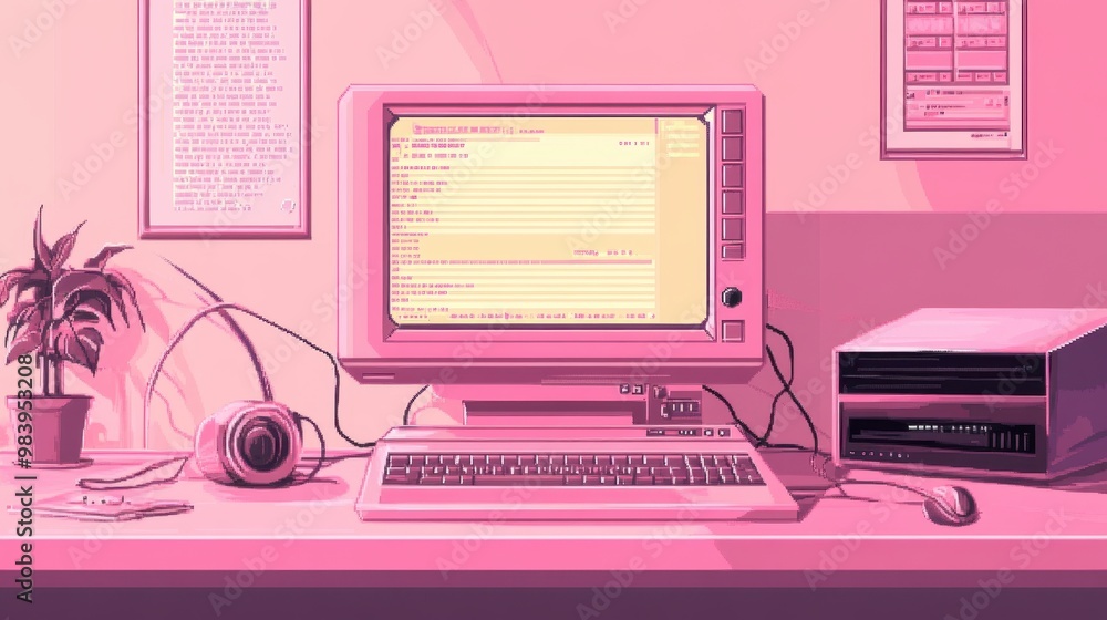 Retro old computer user interface,Pink Y2K computer window page and ...