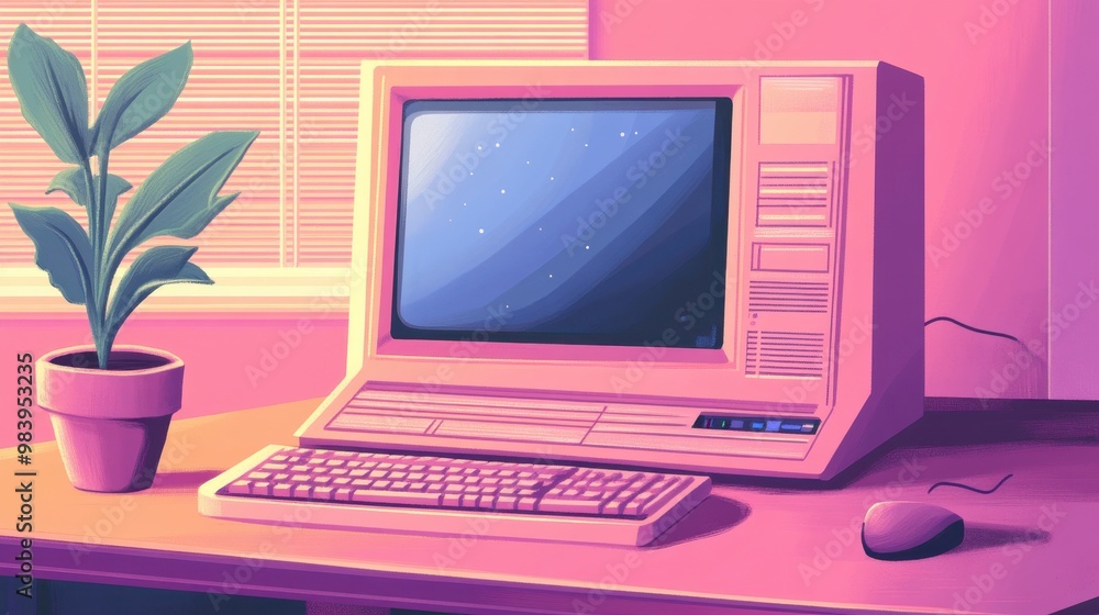 Retro old computer user interface,Pink Y2K computer window page and ...