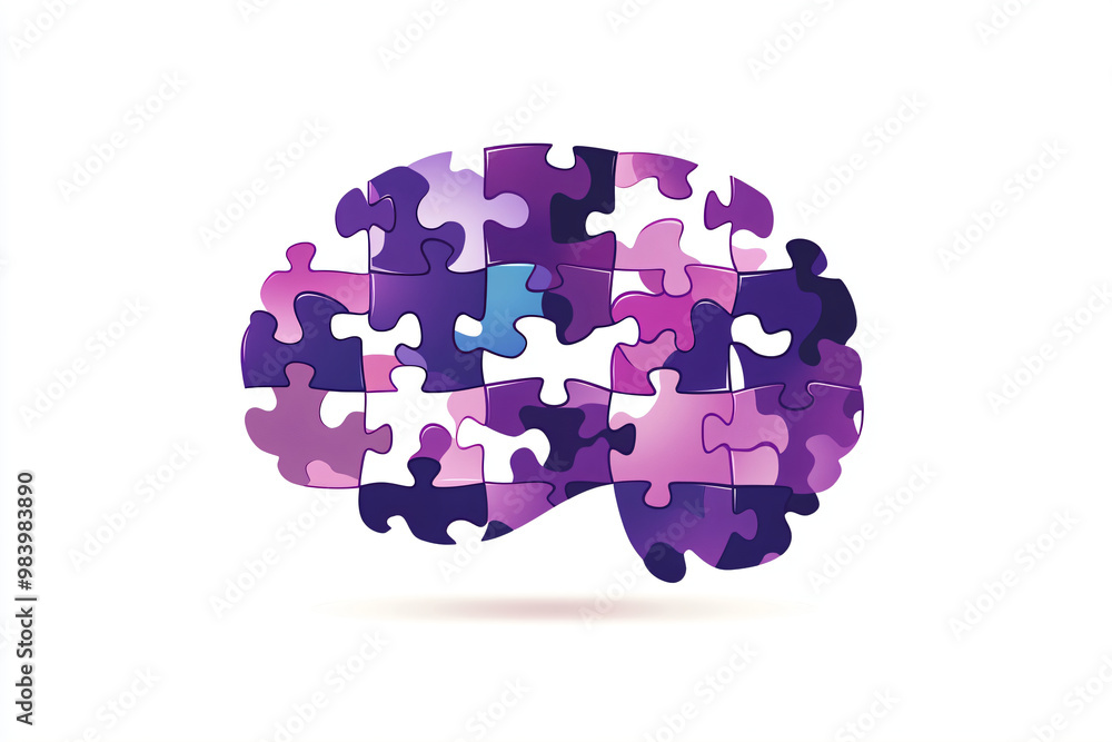 Human brain consists of puzzle pieces. symbol of fight against ...