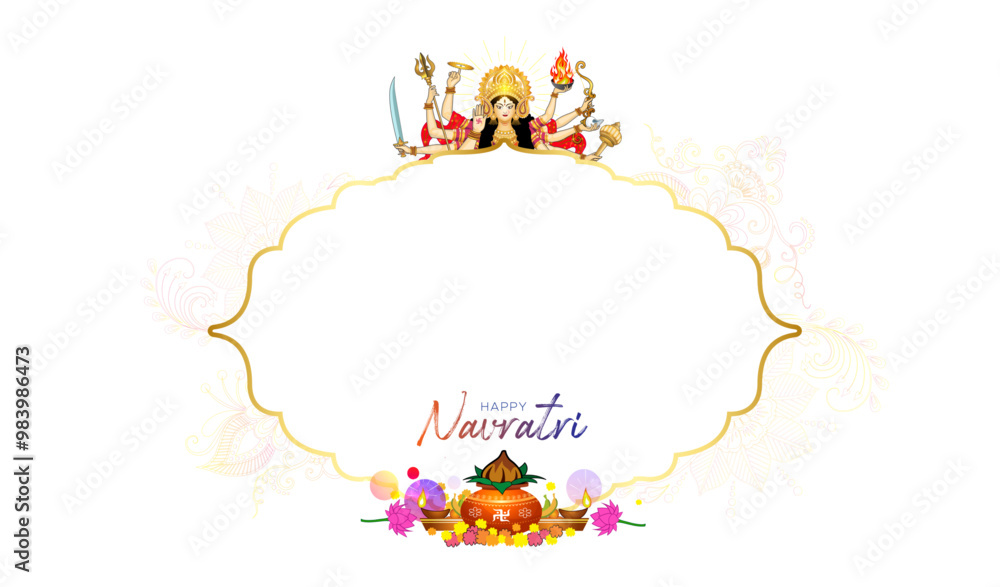 Template Design for Navratri kalash sthapna, Durga Puja festival ...