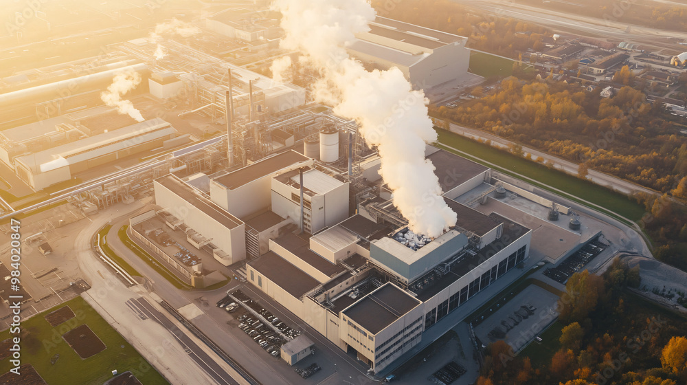 A visual of a sustainable waste-to-energy facility converting waste ...
