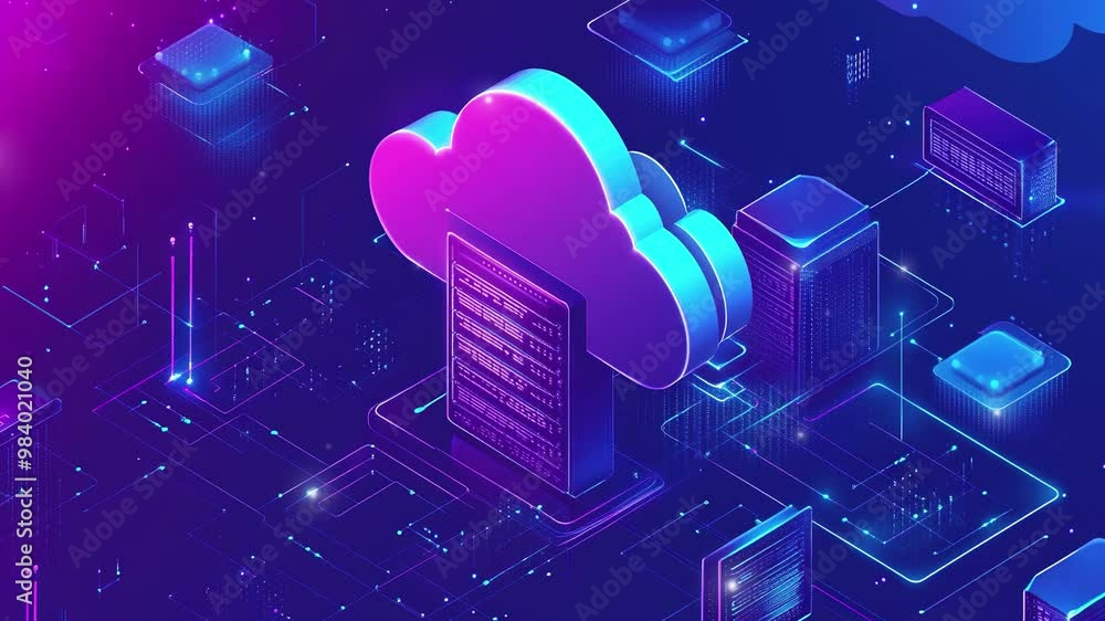 Cloud computing technology. Data center and network connection ...