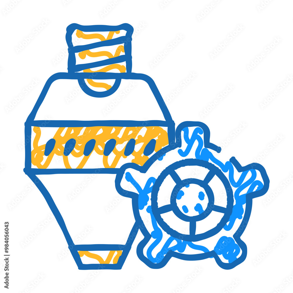 consumables, print head and gear doodle icon sketch vector. consumables ...