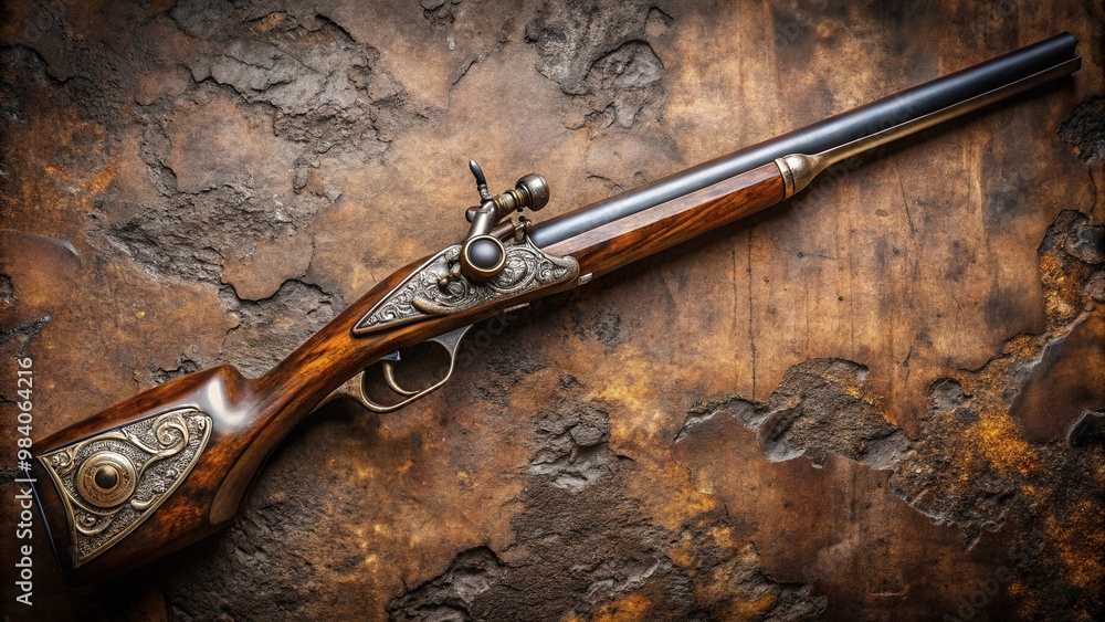 Poster, Foto An ornate, 18th-century-style musket rifle with intricate ...