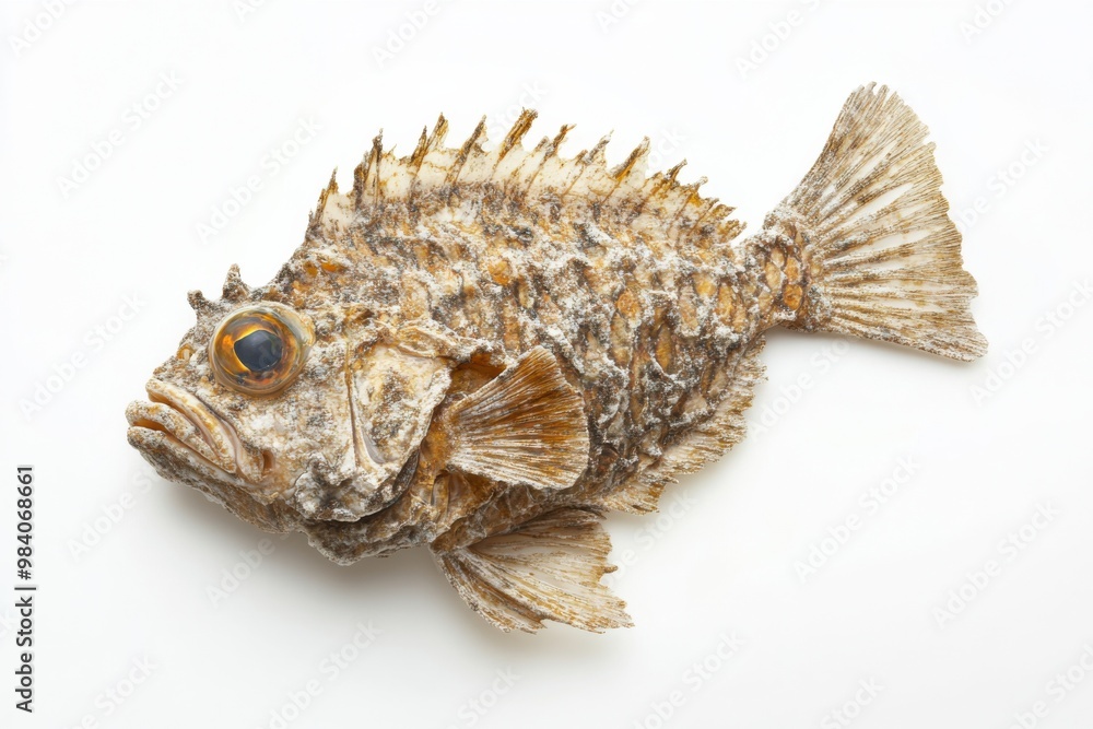 Camouflaged Stonefish on Clean White Surface Stock Illustration | Adobe ...