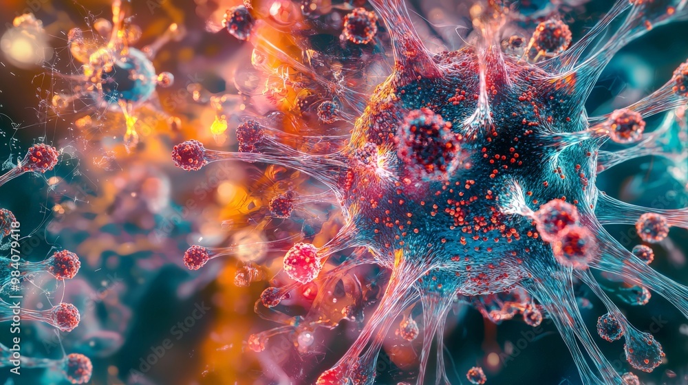 An abstract representation of a virus as seen through a microscope ...
