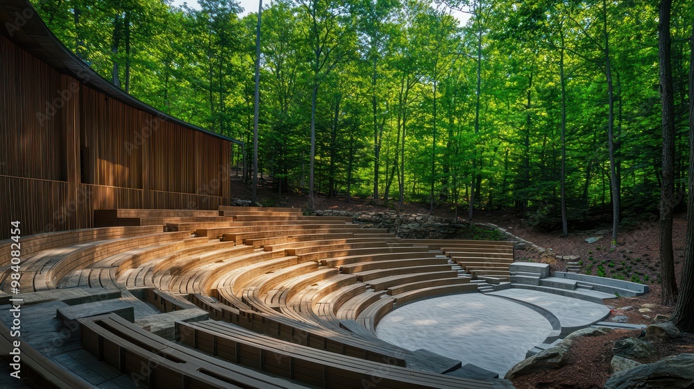 An outdoor amphitheater in a national park, with seating and stage ...