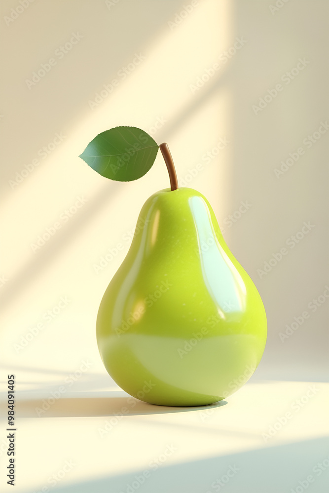 Rendering of pear. 3D design mockup. All objects and background painted ...