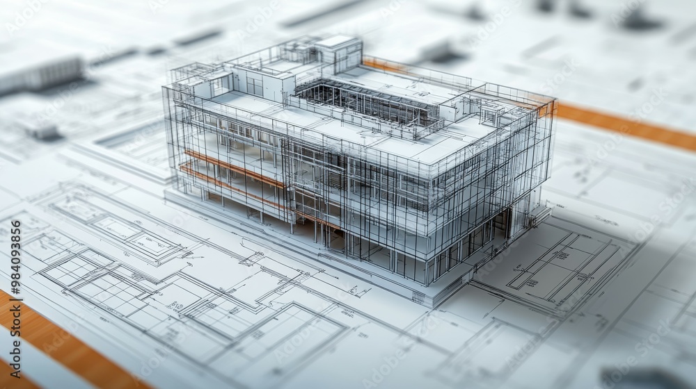 A high-definition image of a CAD drawing featuring the floor plan of a ...