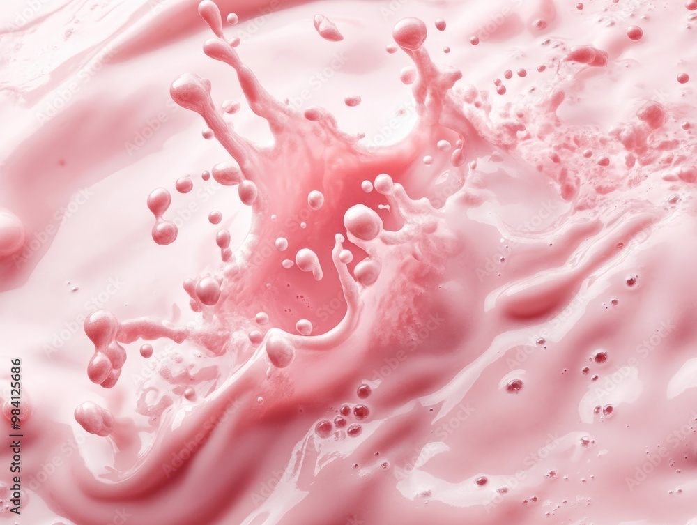 Pink suds and bubbles floating in water, representing cleanliness and ...