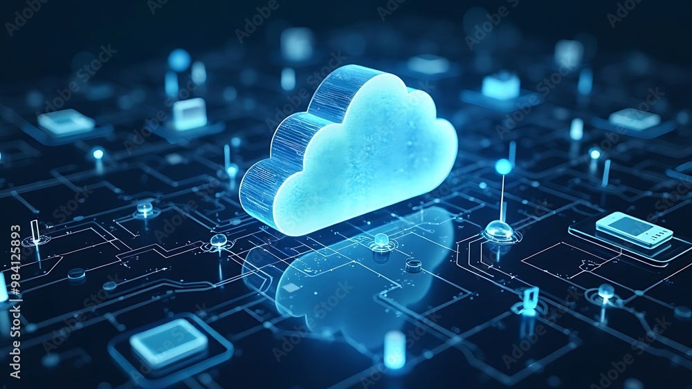 A cloud computing technology concept illustrates the delivery of ...