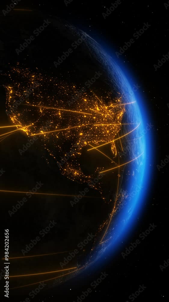 Dynamic sunrise over Earth, highlighting United States with vibrant ...