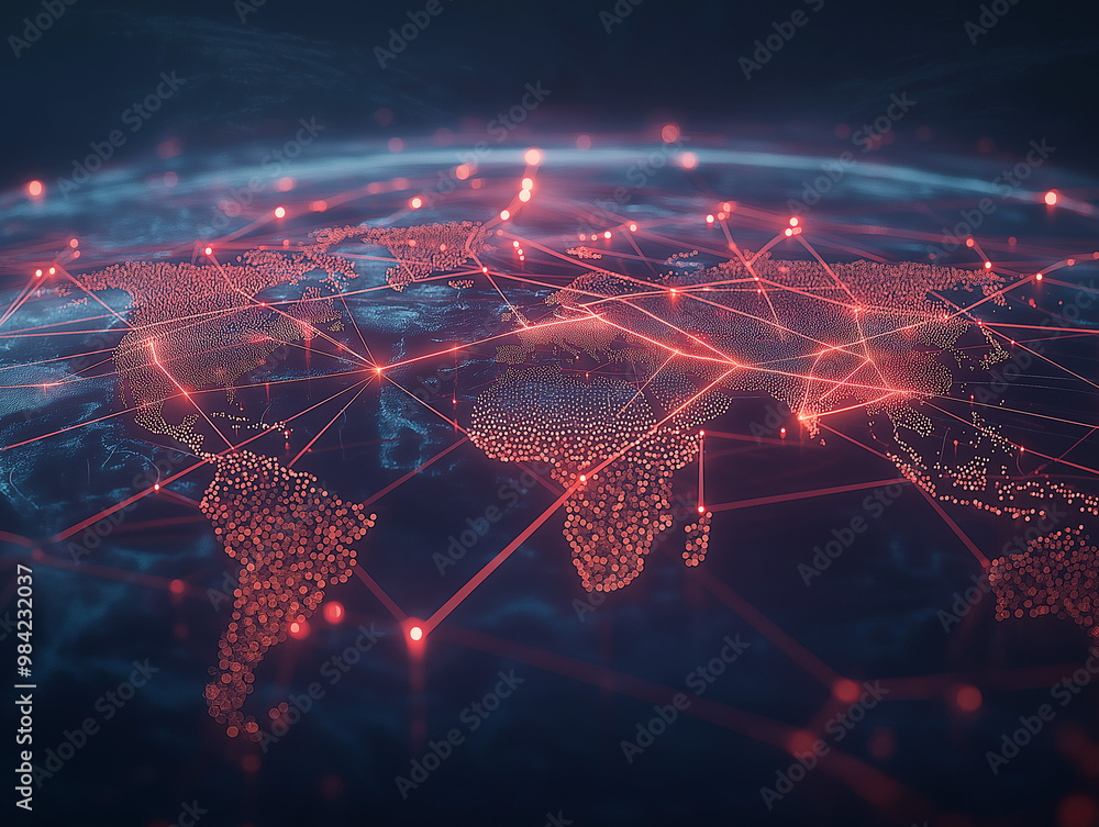 An abstract representation of global business connections, featuring ...
