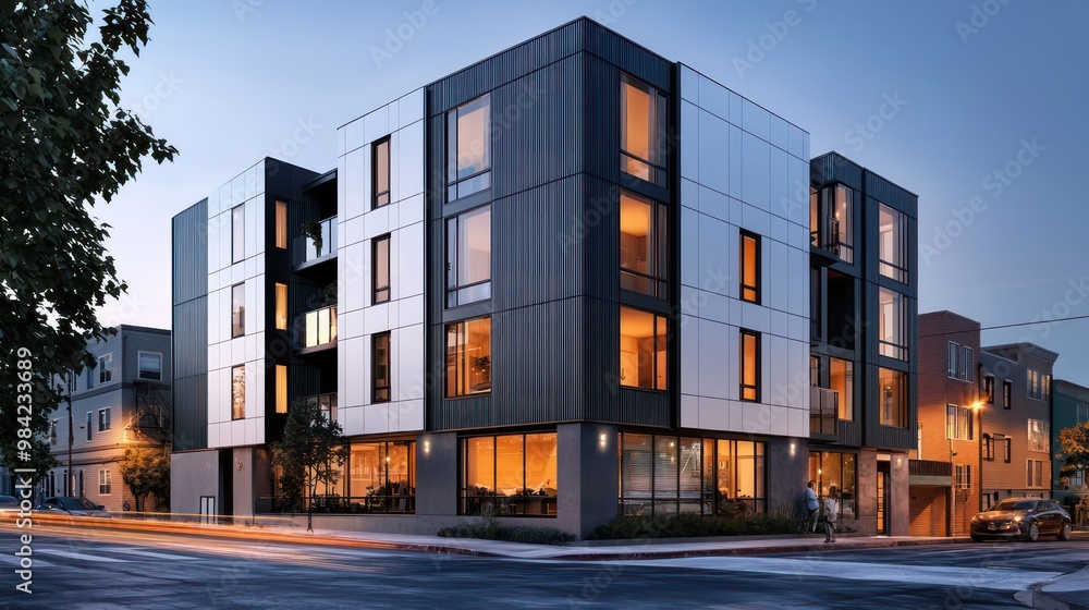 An urban micro-apartment building with sleek James Hardie siding ...
