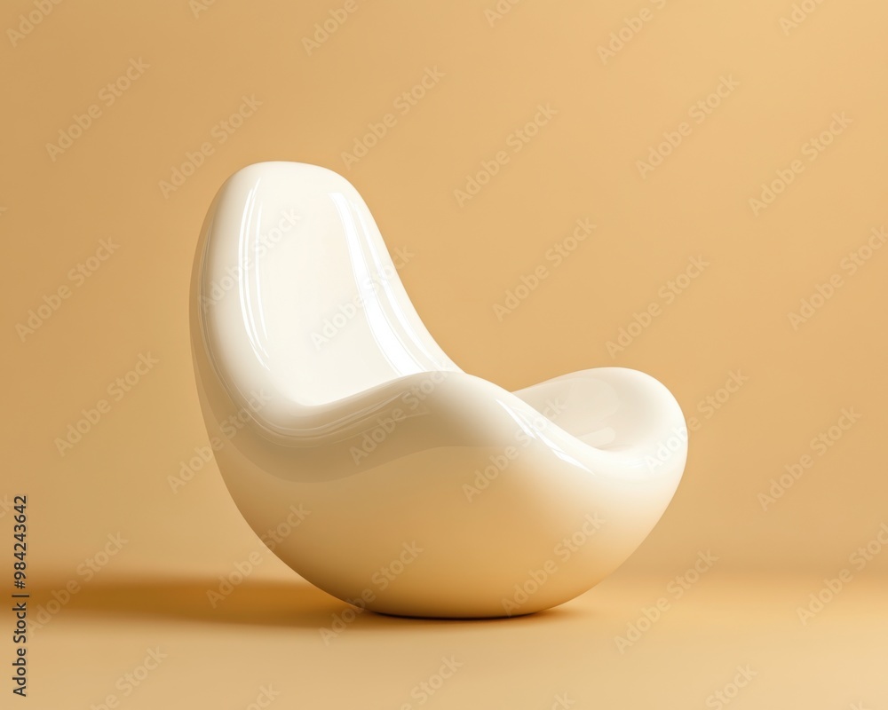 Minimalist White Ceramic Object in Soft Lighting on Neutral Background ...
