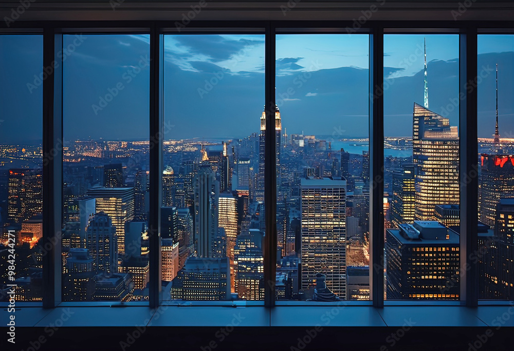 office, short view from the window of a modern office from the top ...