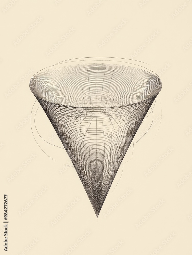 Line art illustration depicting the parabola of a conical section ...