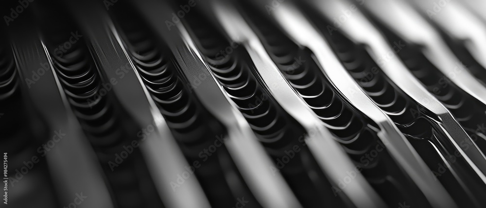 Black and white close up macro illustration of a car radiator featuring ...