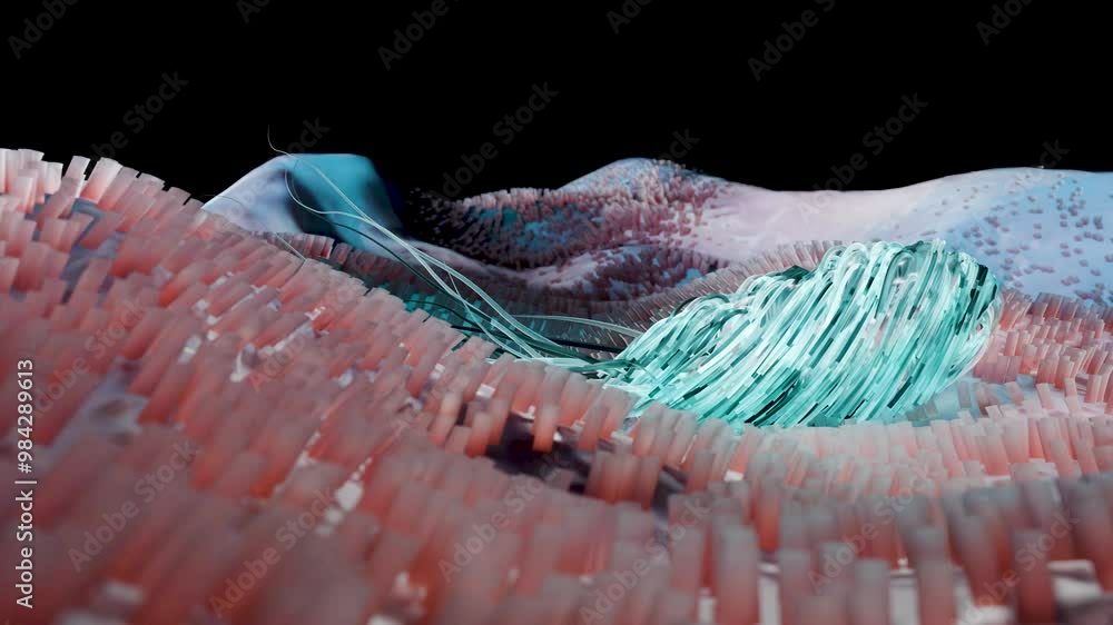 Peritrichous Bacteria with lot of flagellum, harmful bacillus with long ...