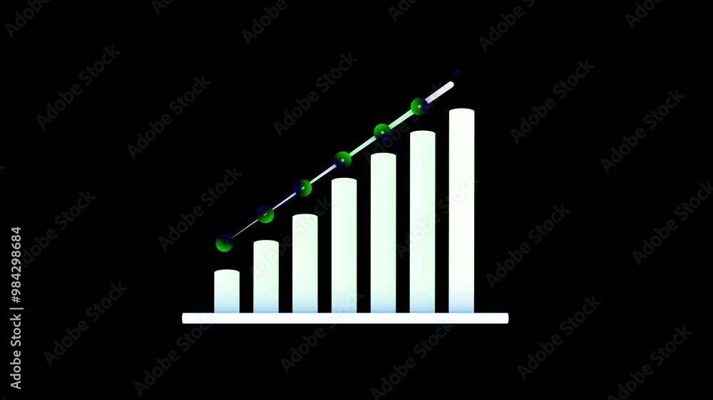Digital Income Growth Line Graph – Tech Style Chart Showing ...