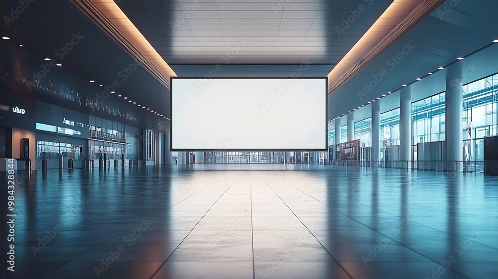 Airport hall billboard mock up with white screen alpha channel Business ...