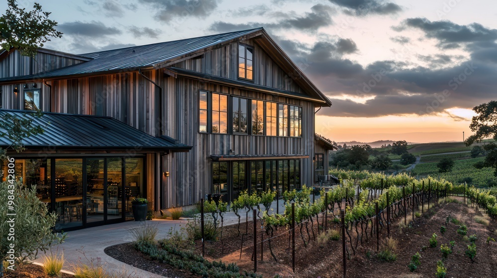 A sustainable winery with James Hardie siding that resembles old wood ...