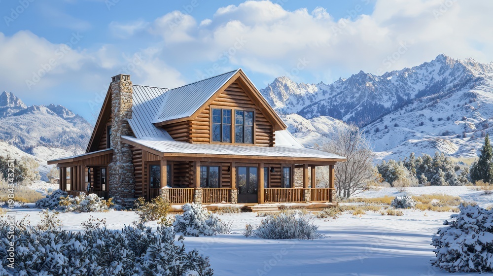 Foto de A traditional log cabin style home modernized with James Hardie ...